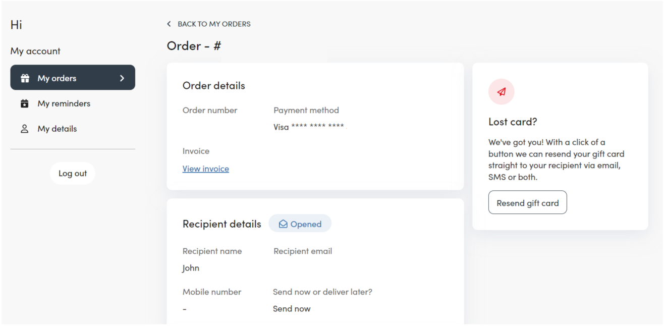 Resend a gift card – Help Centre